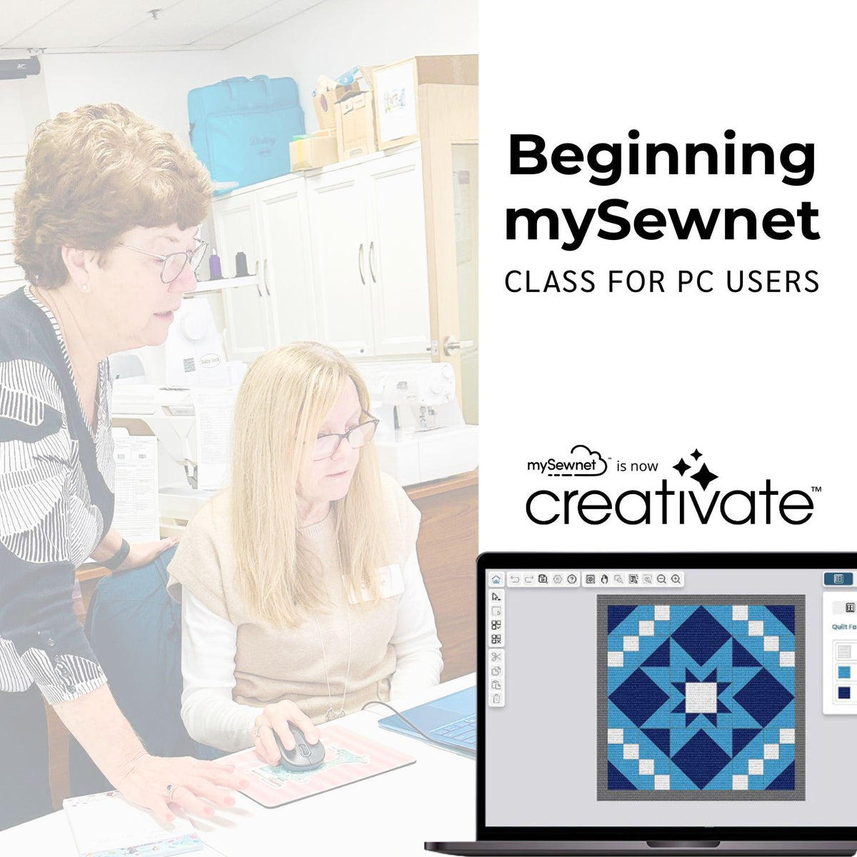 Beginning mySewnet (Creativate) Class for PC Users - WED 10/8, 11/12, — Quilt Beginnings